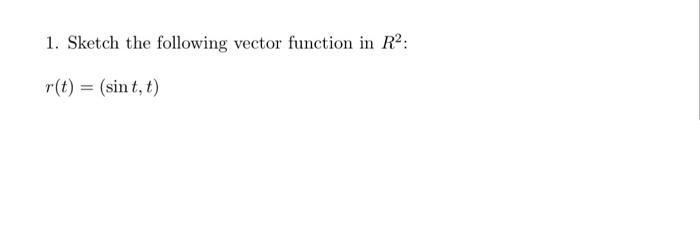 Solved 1. Sketch the following vector function in R2: r(t) = | Chegg.com