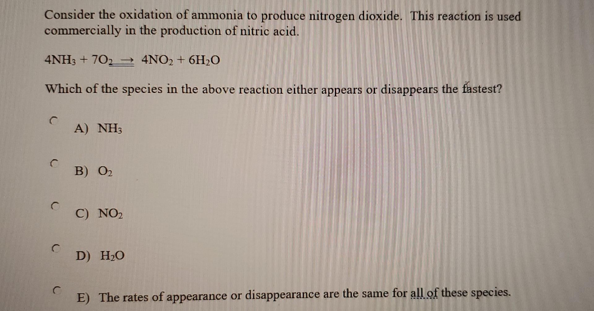 Solved Consider the oxidation of ammonia to produce nitrogen | Chegg.com