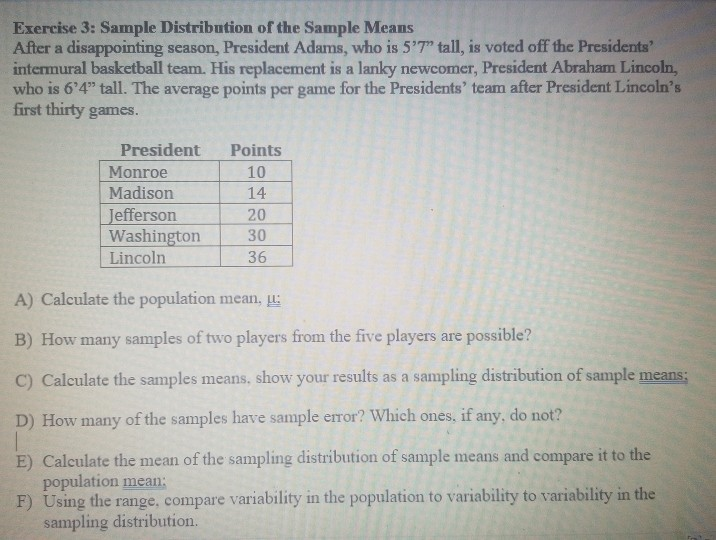 Solved Exercise 3: Sample Distribution of the Sample Means | Chegg.com