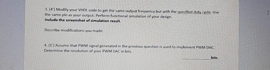 Solved 3. (4) Modify your VHDL code to get the same output | Chegg.com