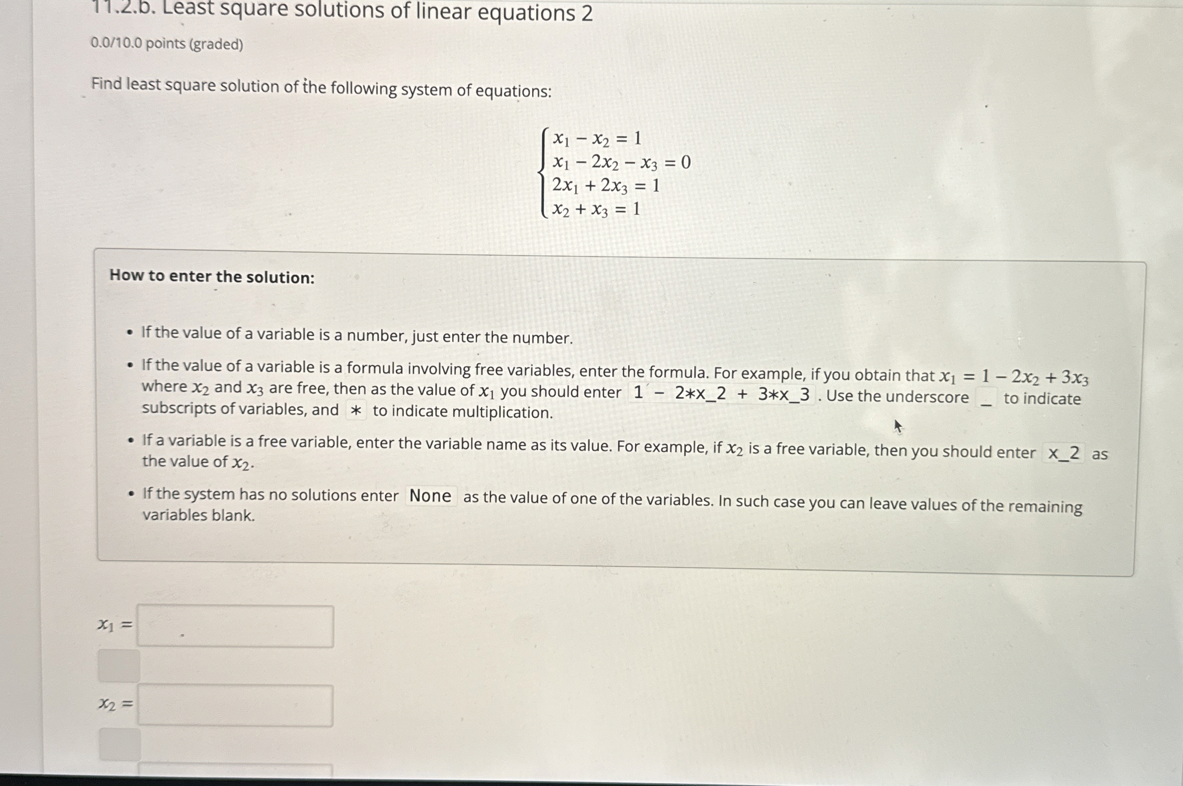 Solved 11.2.D. ﻿Least square solutions of linear equations | Chegg.com