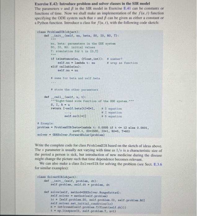 Solved Exercise E.42: Introduce problem and solver classes | Chegg.com