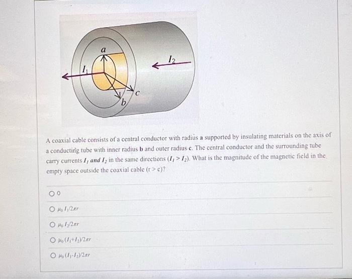 Solved a A coaxial cable consists of a central conductor | Chegg.com