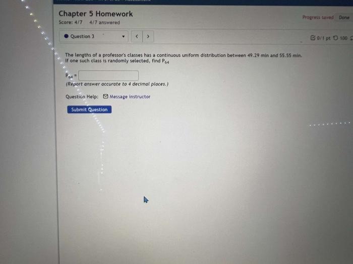 Solved The lengths of a professor's classes has a continuous | Chegg.com