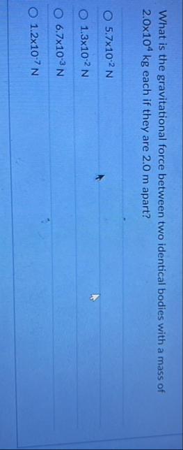 Solved What is the gravitational force between two identical | Chegg.com