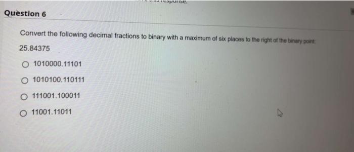 Solved Convert the following decimal fractions to binary | Chegg.com