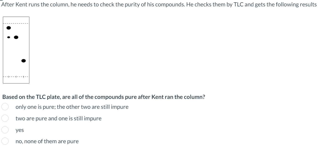 Solved After Kent runs the column, he needs to check the | Chegg.com