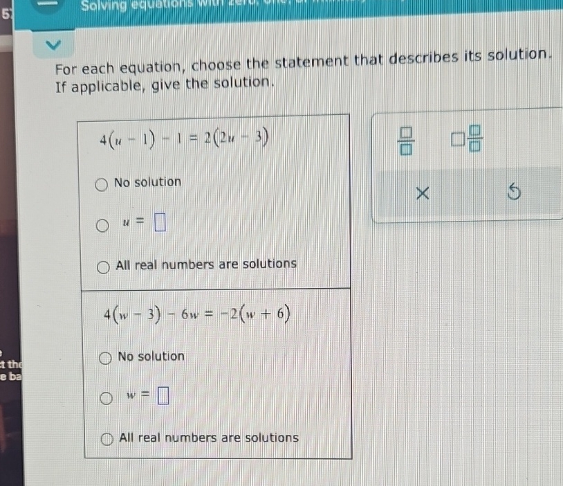 Solved For each equation, choose the statement that | Chegg.com