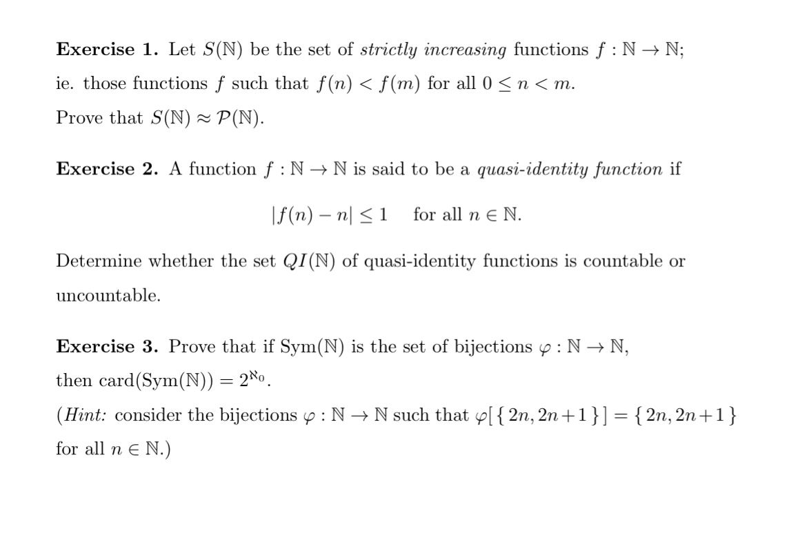 Solved SET THEORY Exercise 1. ﻿Let S(N) ﻿be the set of | Chegg.com