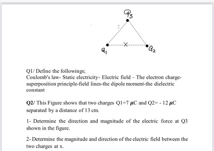 Solved Q2 Q1/ Define the followings; Coulomb's law-Static | Chegg.com