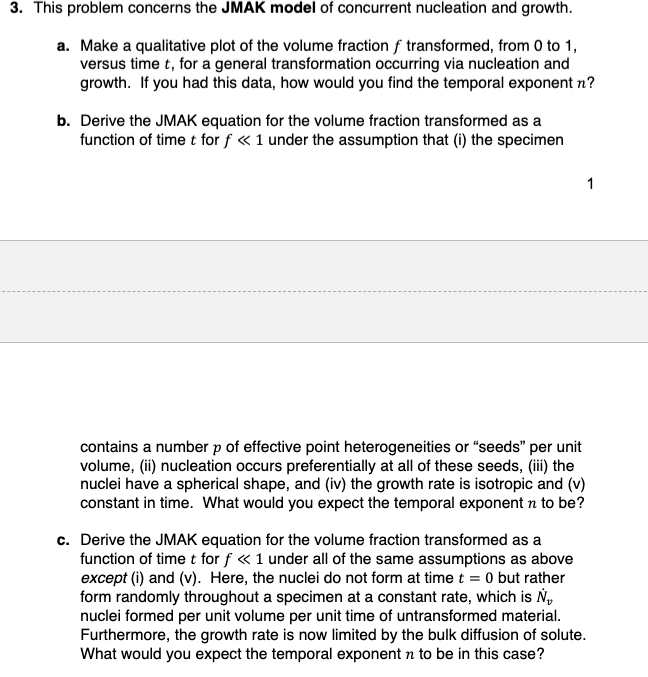 Solved This problem concerns the JMAK model of concurrent | Chegg.com