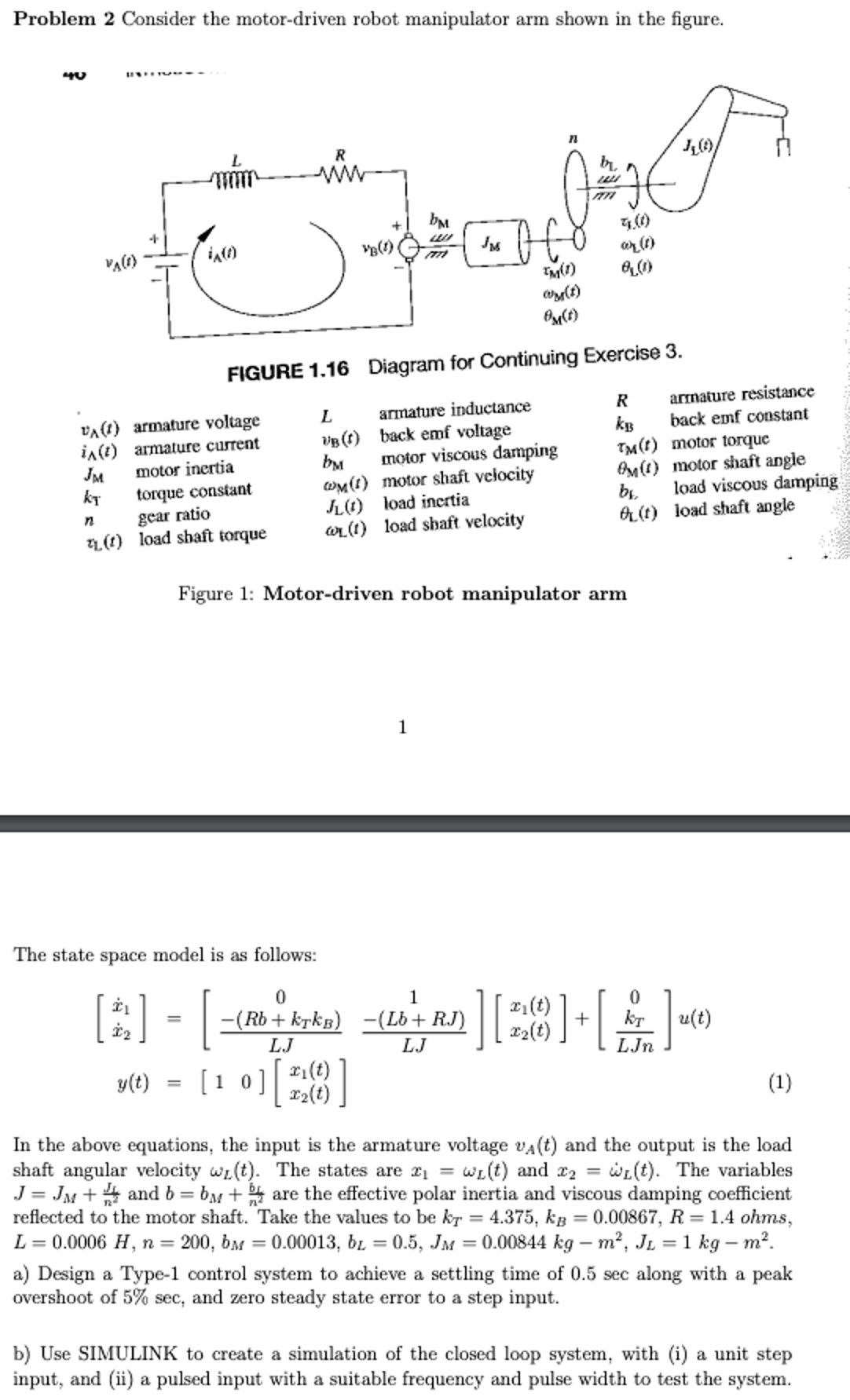 Problem 2 ﻿Consider the motor-driven robot | Chegg.com