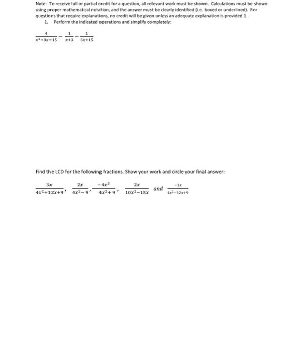 Solved Note: To receive full or partial credit for a | Chegg.com