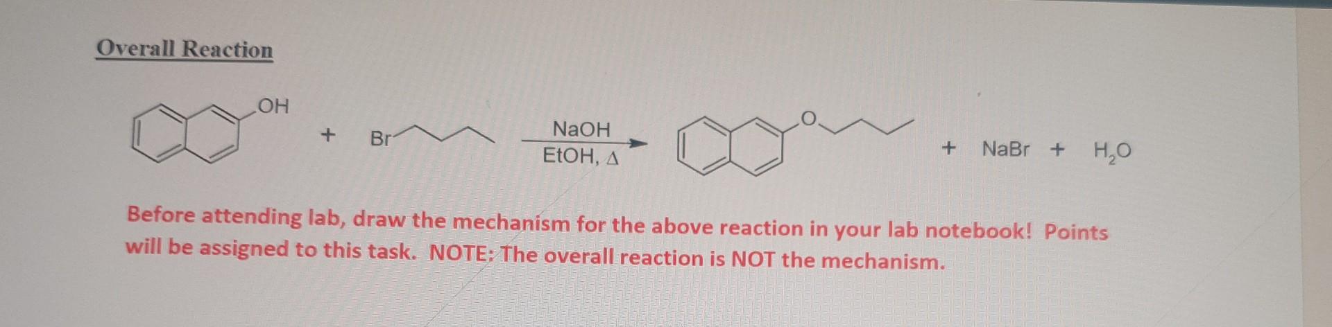 Solved Overall Reaction +NaBr+H2O Before attending lab, | Chegg.com