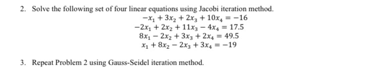 Solved Solve the following set of four linear equations | Chegg.com