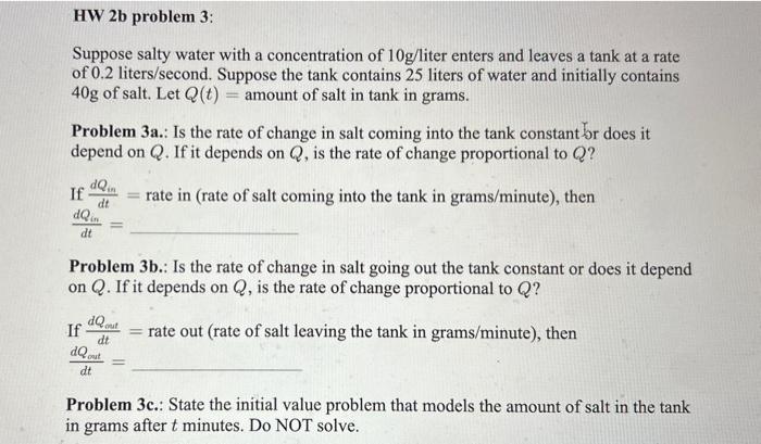 Solved HW 2b problem 3: Suppose salty water with a | Chegg.com