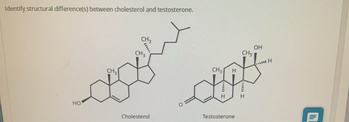 Solved Identify structural difference(s) between cholesterol | Chegg.com