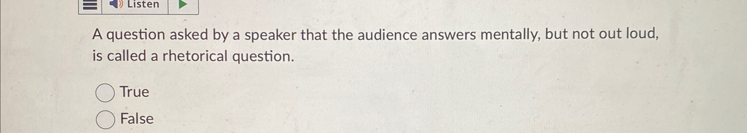 Solved A question asked by a speaker that the audience | Chegg.com
