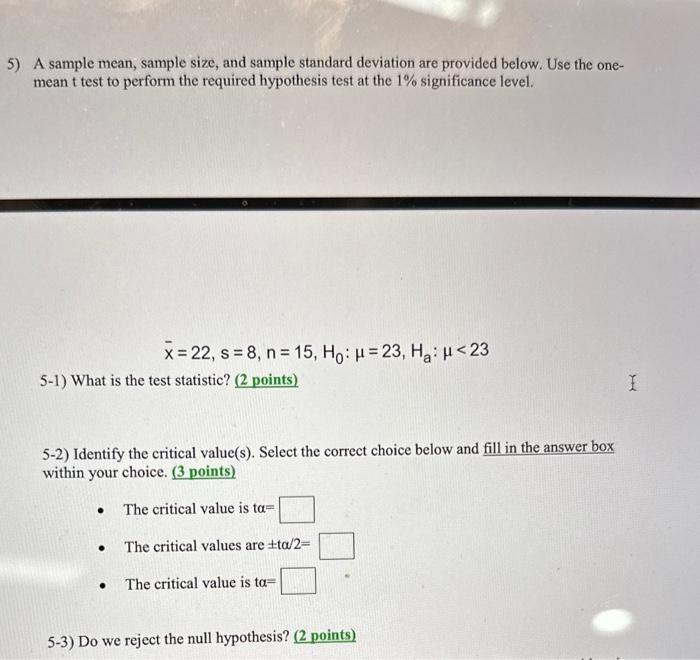 Solved A sample mean, sample size, and sample standard | Chegg.com