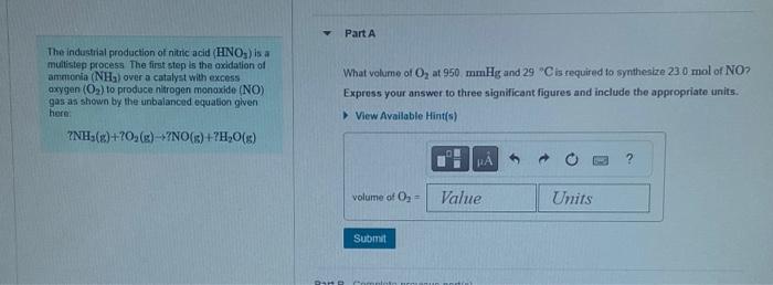 Solved The industrial production of nitric acid (HNO4) is a | Chegg.com
