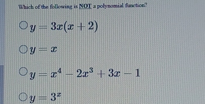 Solved Which of the following is NOT a polynomial | Chegg.com