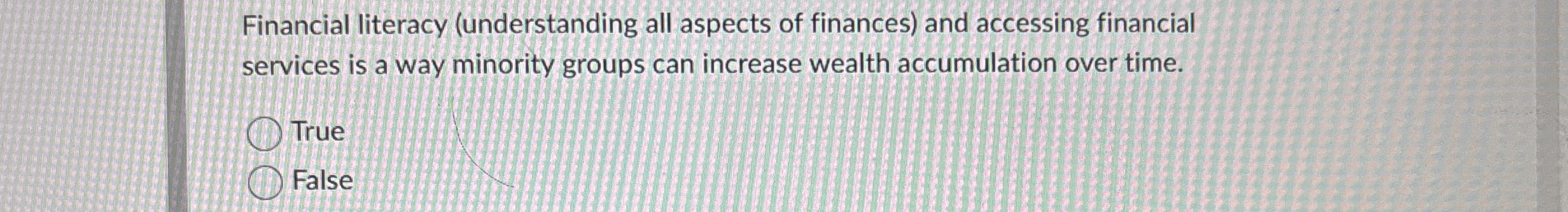 Financial literacy (understanding all aspects of | Chegg.com