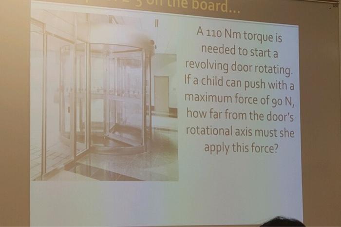 Solved A 110Nm torque is needed to start a revolving door | Chegg.com