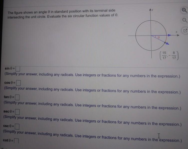 Solved The figure shows an angle in standard position with | Chegg.com