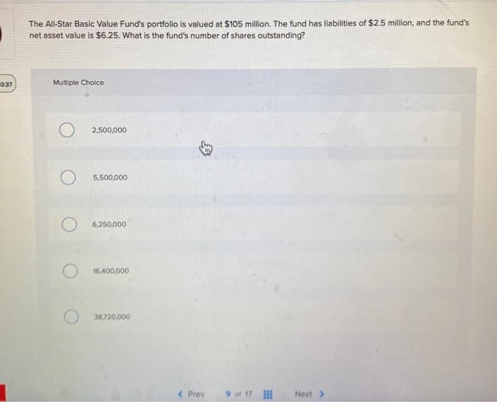 Solved The All-Star Basic Value Fund's portfolio is valued | Chegg.com