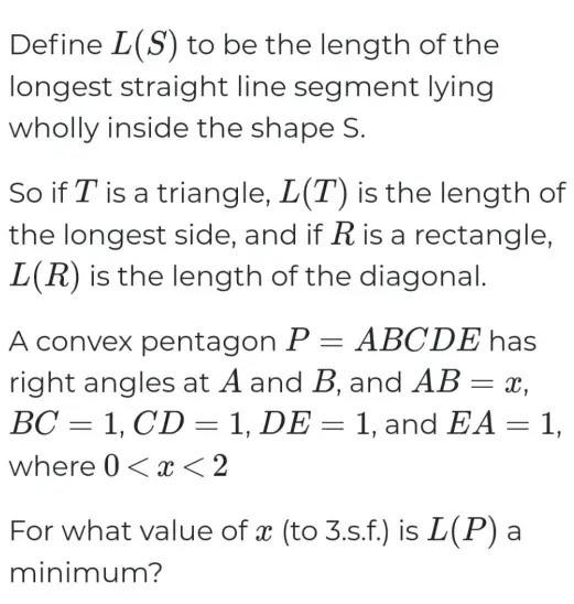 Solved Define L(S) to be the length of the longest straight | Chegg.com