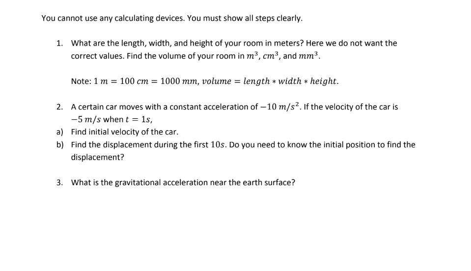 Solved You cannot use any calculating devices. You must show | Chegg.com