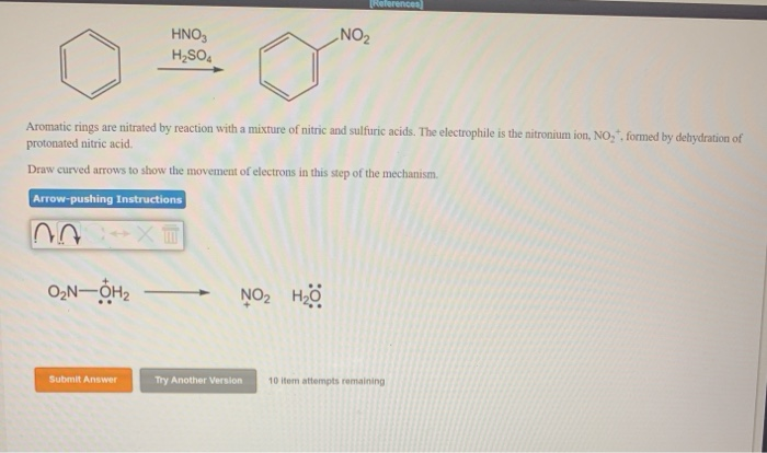 Solved References HNO3 NO2 H2SO4 Aromatic rings are nitrated | Chegg.com