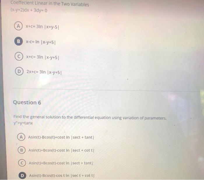 Solved Coeffecient Linear in the Two Variables (X-y+2)dx + | Chegg.com
