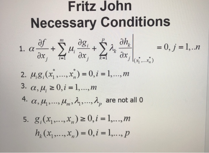 Use the Fritz John Conditon to solve the supplemental | Chegg.com