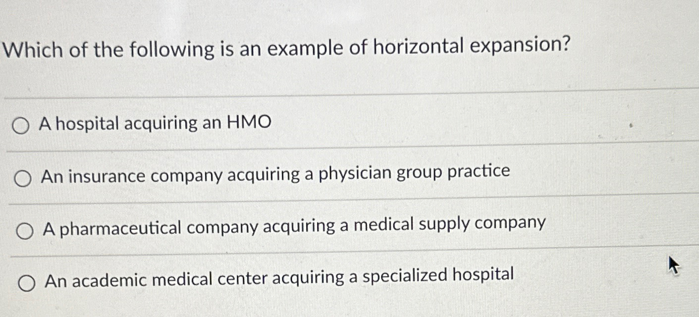 Solved Which of the following is an example of horizontal | Chegg.com