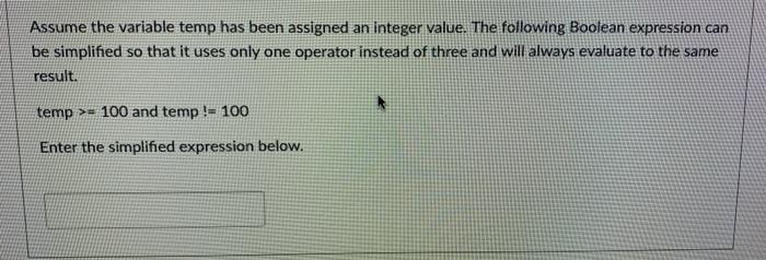 Solved Assume The Variable Temp Has Been Assigned An Integer 