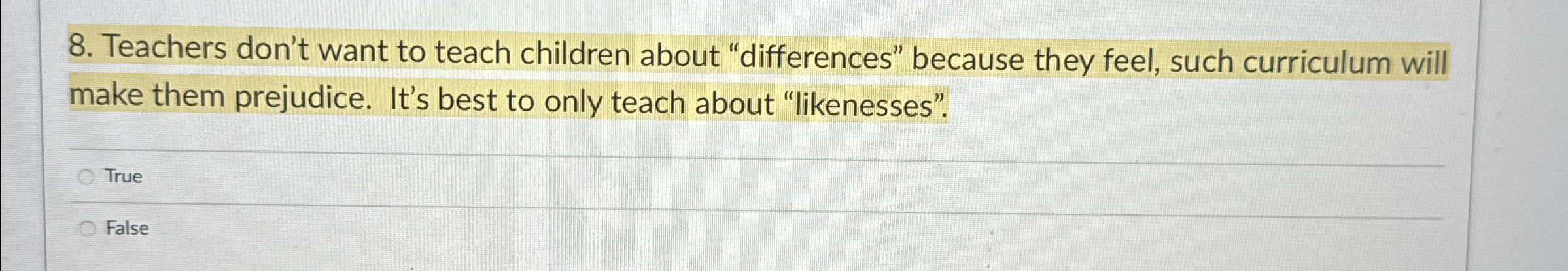 Solved Teachers don't want to teach children about | Chegg.com