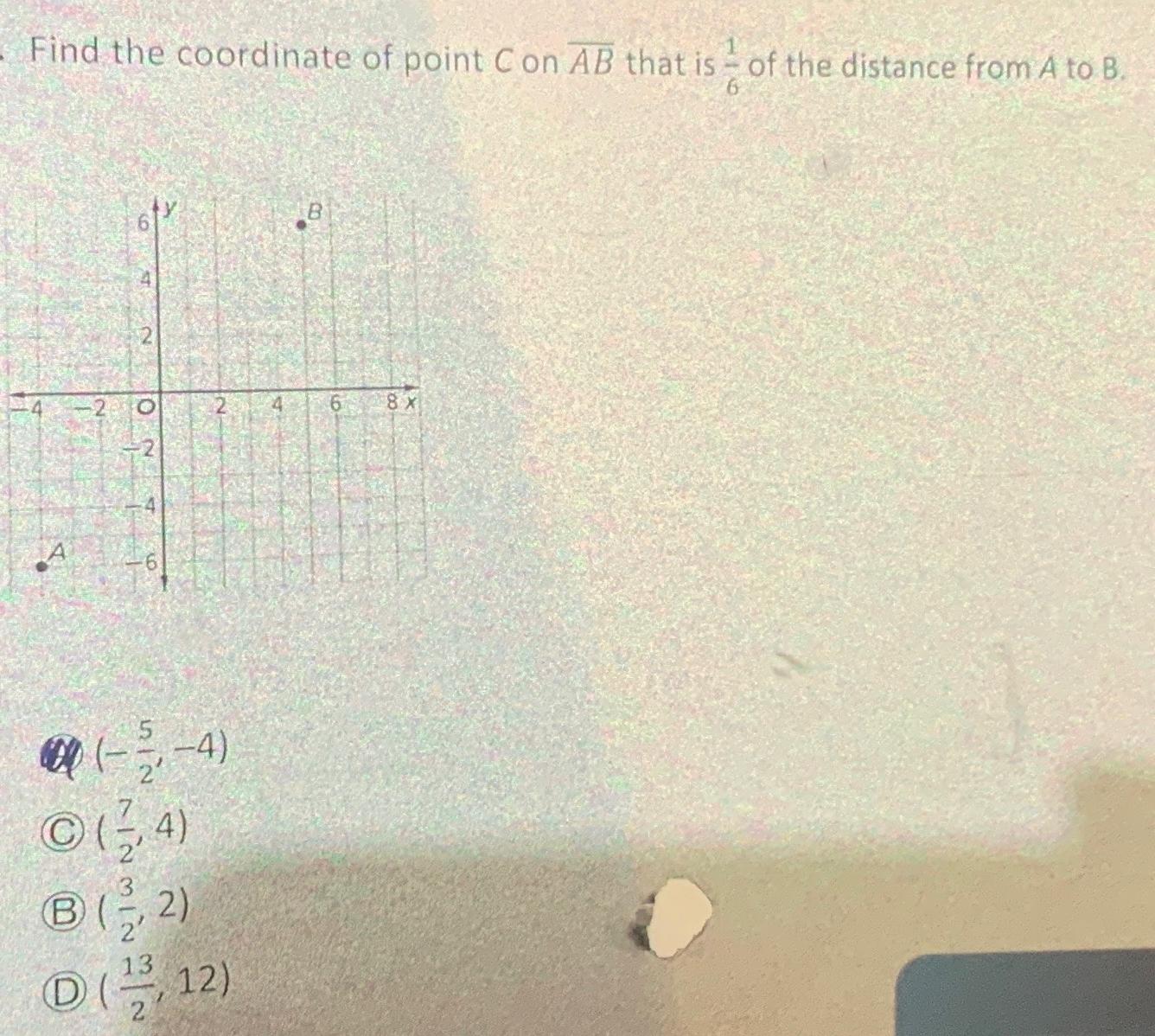 Solved Find the coordinate of point C ﻿on /bar (AB) ﻿that is | Chegg.com
