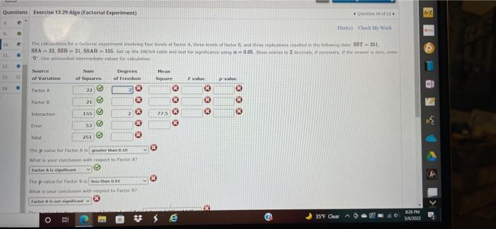 Solved Questions Exercise 13 29 Algo (Factorial Experiment) | Chegg.com