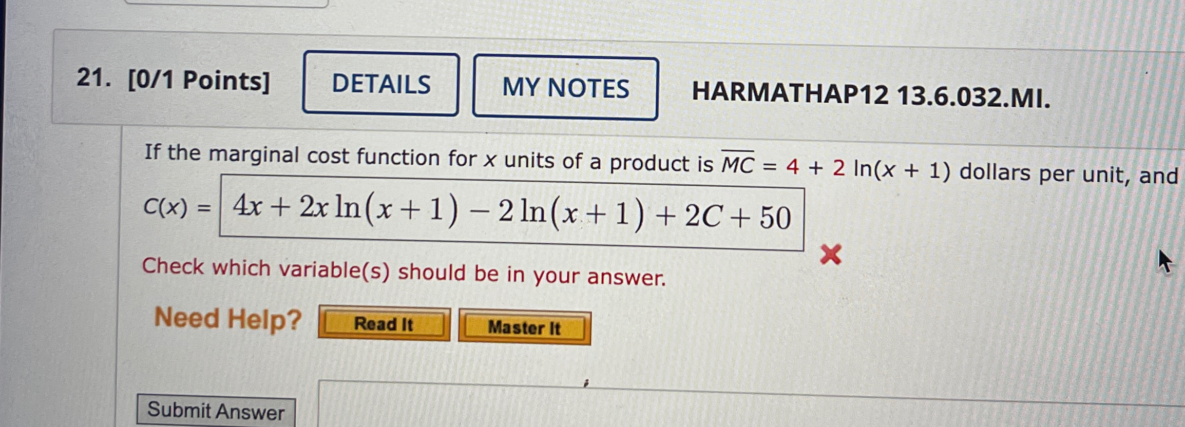 Solved [0/1 ﻿Points]HARMATHAP12 13.6.032.MI.If the marginal | Chegg.com
