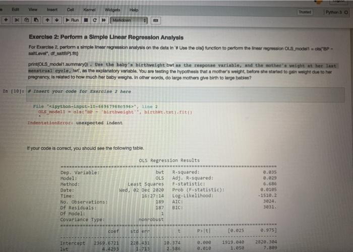 Solved jupyter Lesson_11 funsaved charge) Logout View Insert | Chegg.com