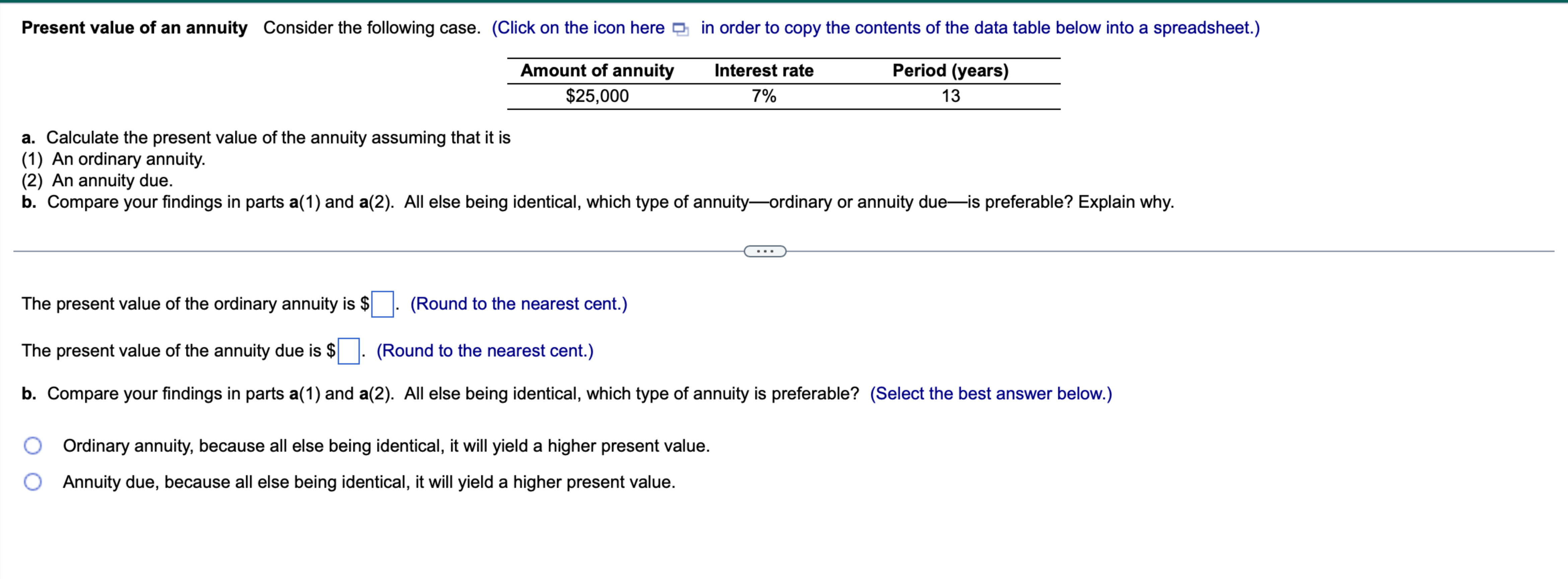 Solved Present value of an annuity Consider the following | Chegg.com