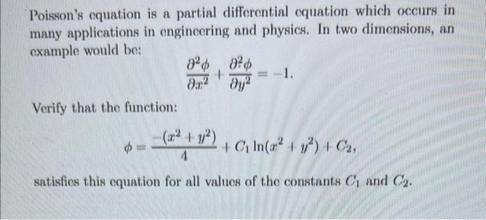 Solved Poisson's equation is a partial differential equation | Chegg.com
