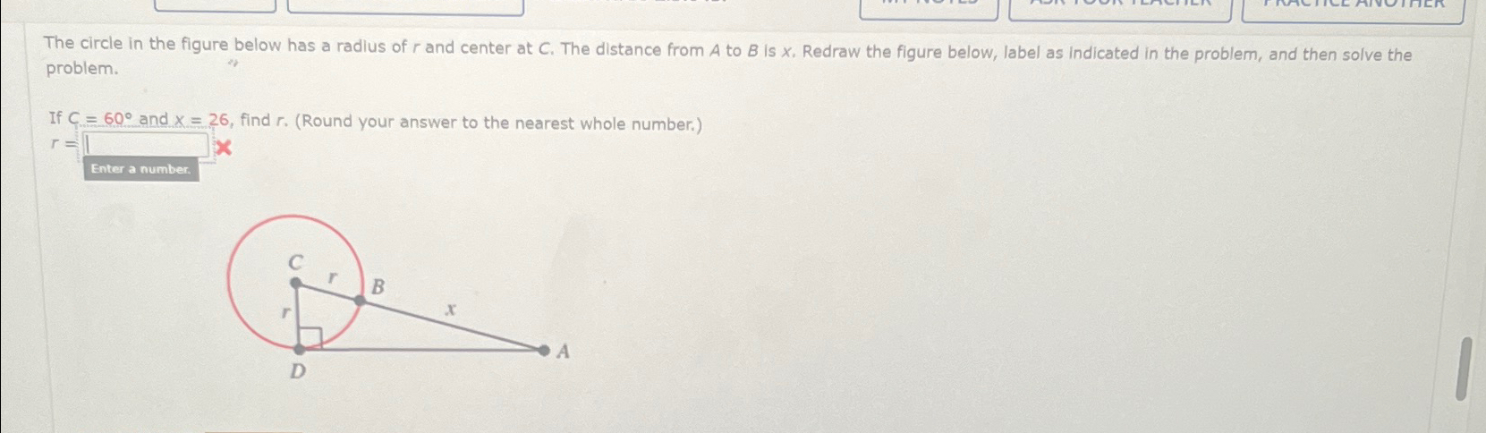 Solved The circle in the figure below has a radlus of r ﻿and | Chegg.com