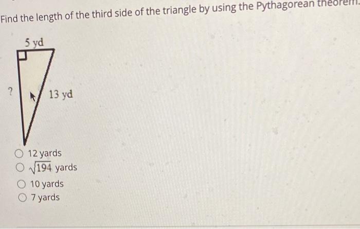 Solved Find the length of the third side of the triangle by | Chegg.com