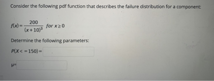 Solved Consider the following pdf function that describes | Chegg.com