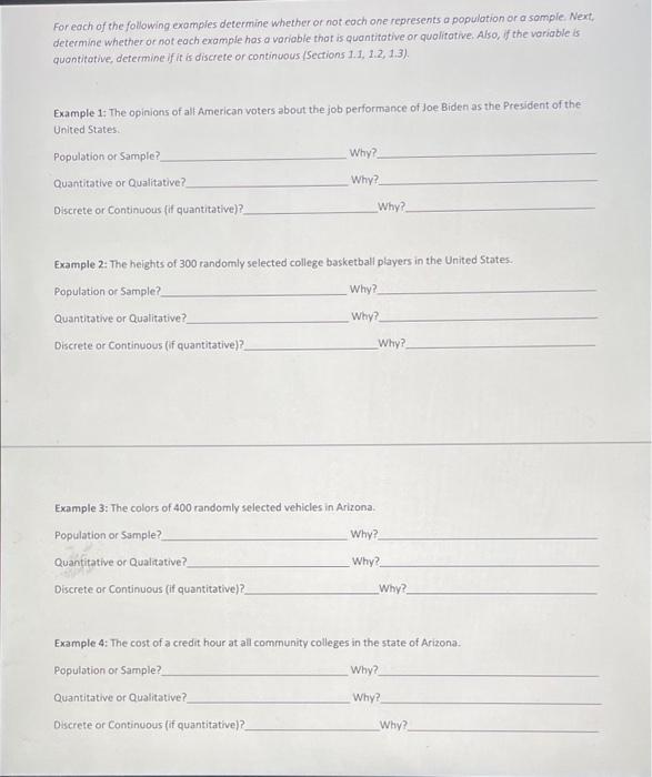 Solved For each of the following examples determine whether | Chegg.com