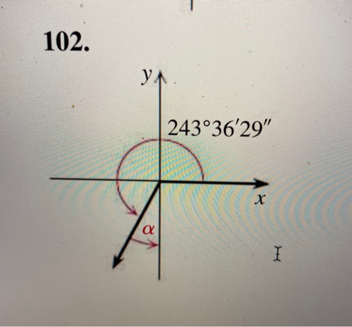 Solved 102. у 243°36'29" α I | Chegg.com