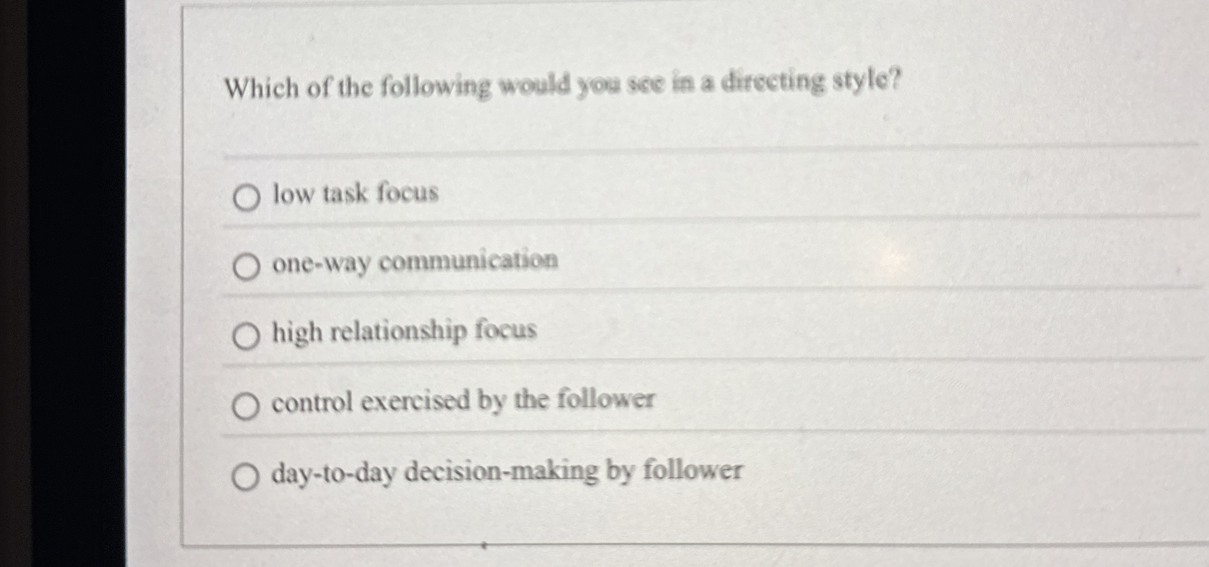 Solved Which of the following would you sec in a directing | Chegg.com