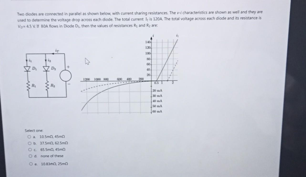 Solved Two diodes are connected in parallel as shown below, | Chegg.com